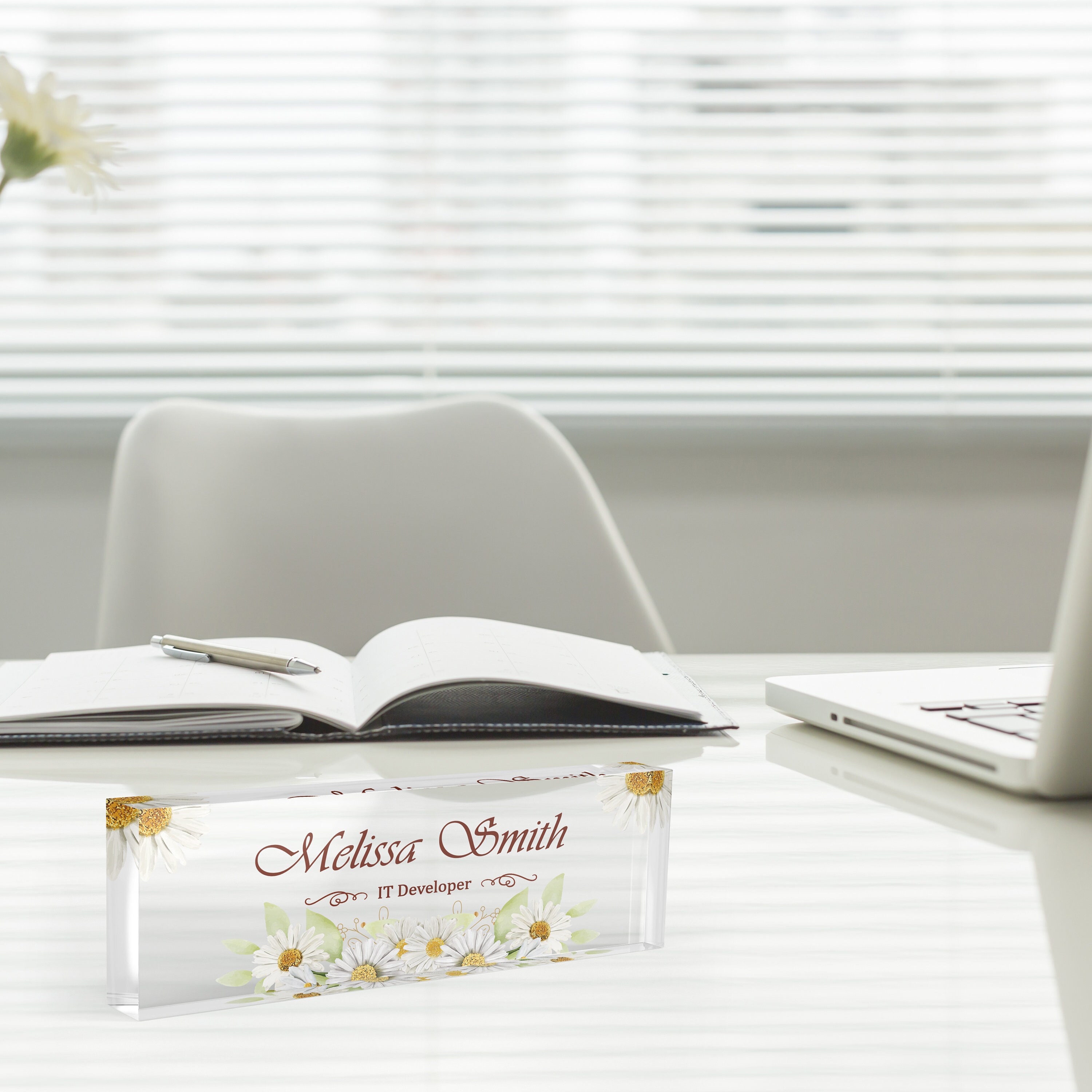 Daisies Concept Desk Name Plate Custom Personalized Desk Sign Plaque ...