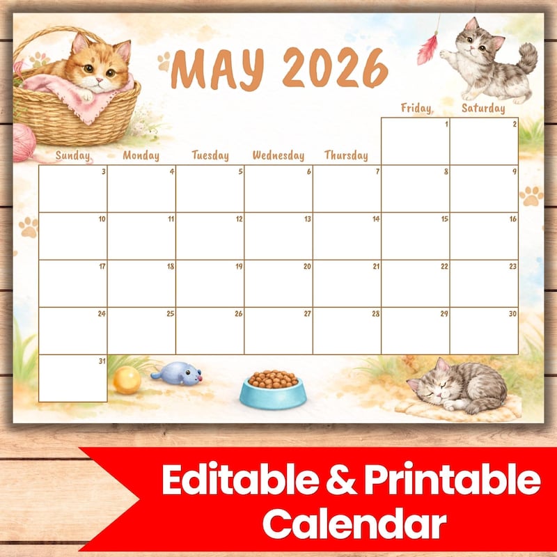 Cute May Calendar - Etsy
