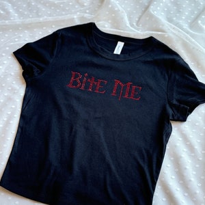 Bite Me Crop Top, Halloween Crop Top, Halloween Crop Top, Summerween, Halloween Baby Tee, Horror ...