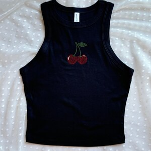Cherry Crop Top, Cherry Tank Top, Cherry Rhinestone Baby Tee ...