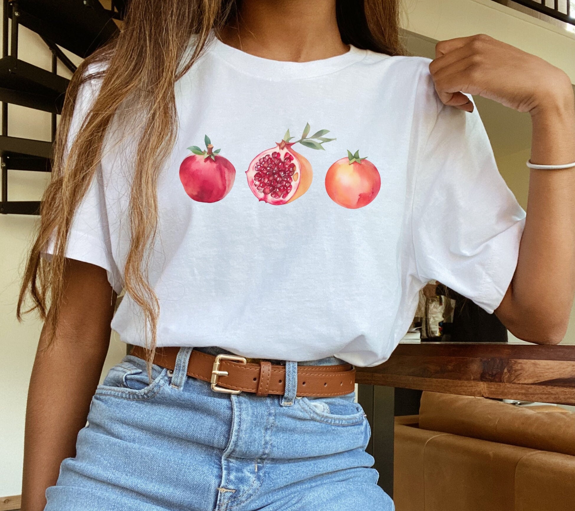 Pomegranate Shirt, Pomegranate T-shirt ,pomegranate Print, Fruit T ...