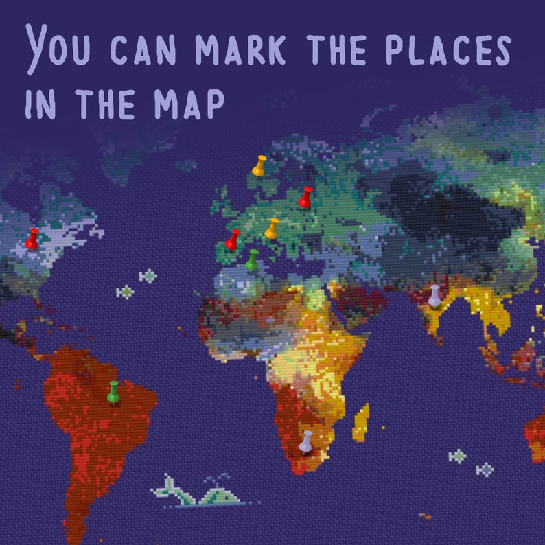 World Map Cross Stitch Pattern House Text PDF Instant - Etsy