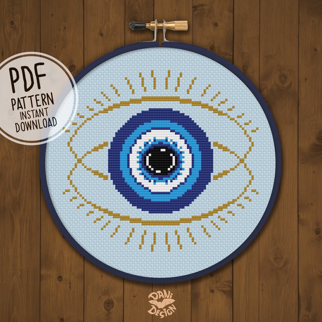 Evil Eye Cross Stitch Pattern Protection Amulet PDF Instant - Etsy