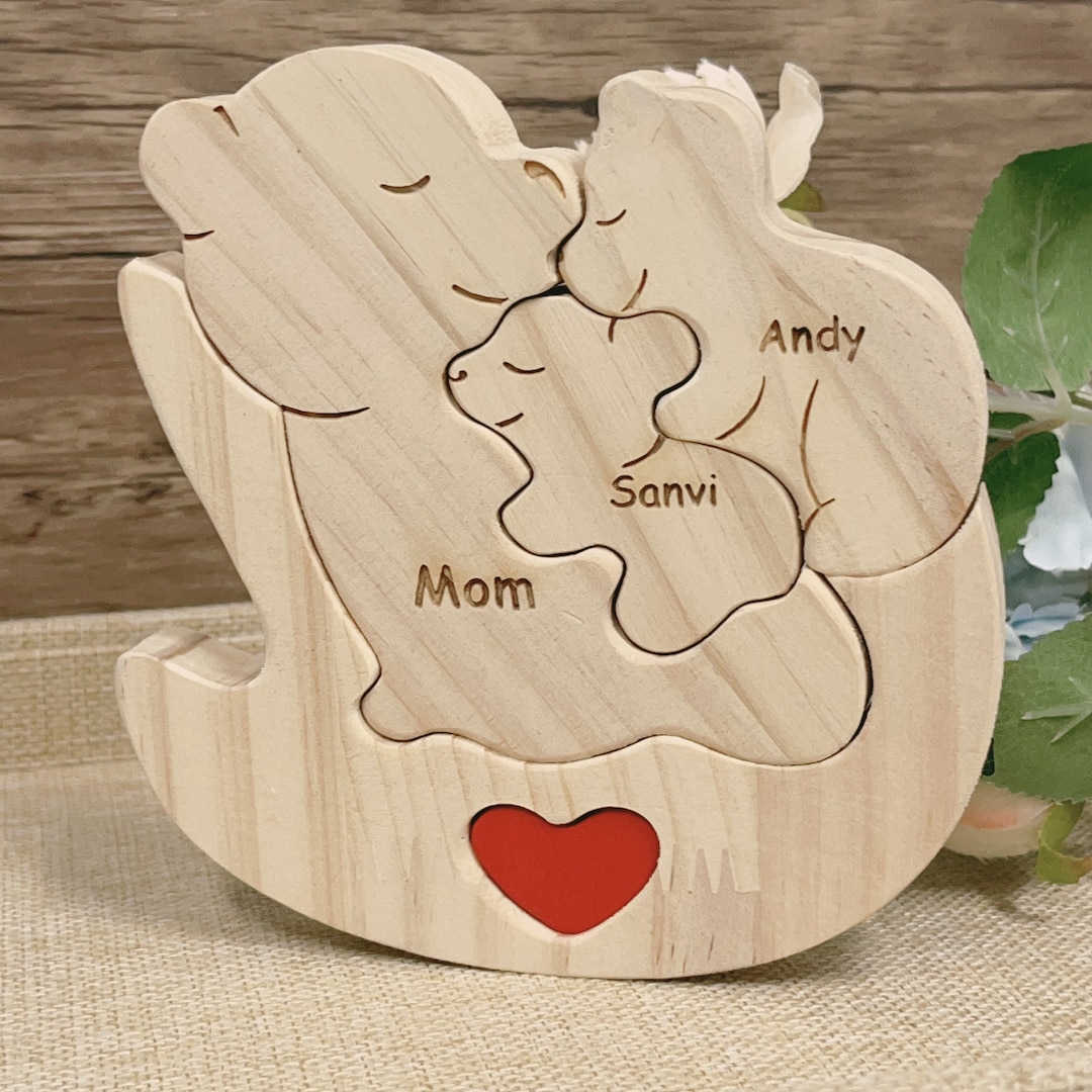 Custom Wooden Bear Family Puzzle, Personalized Keepsake Gift - Etsy