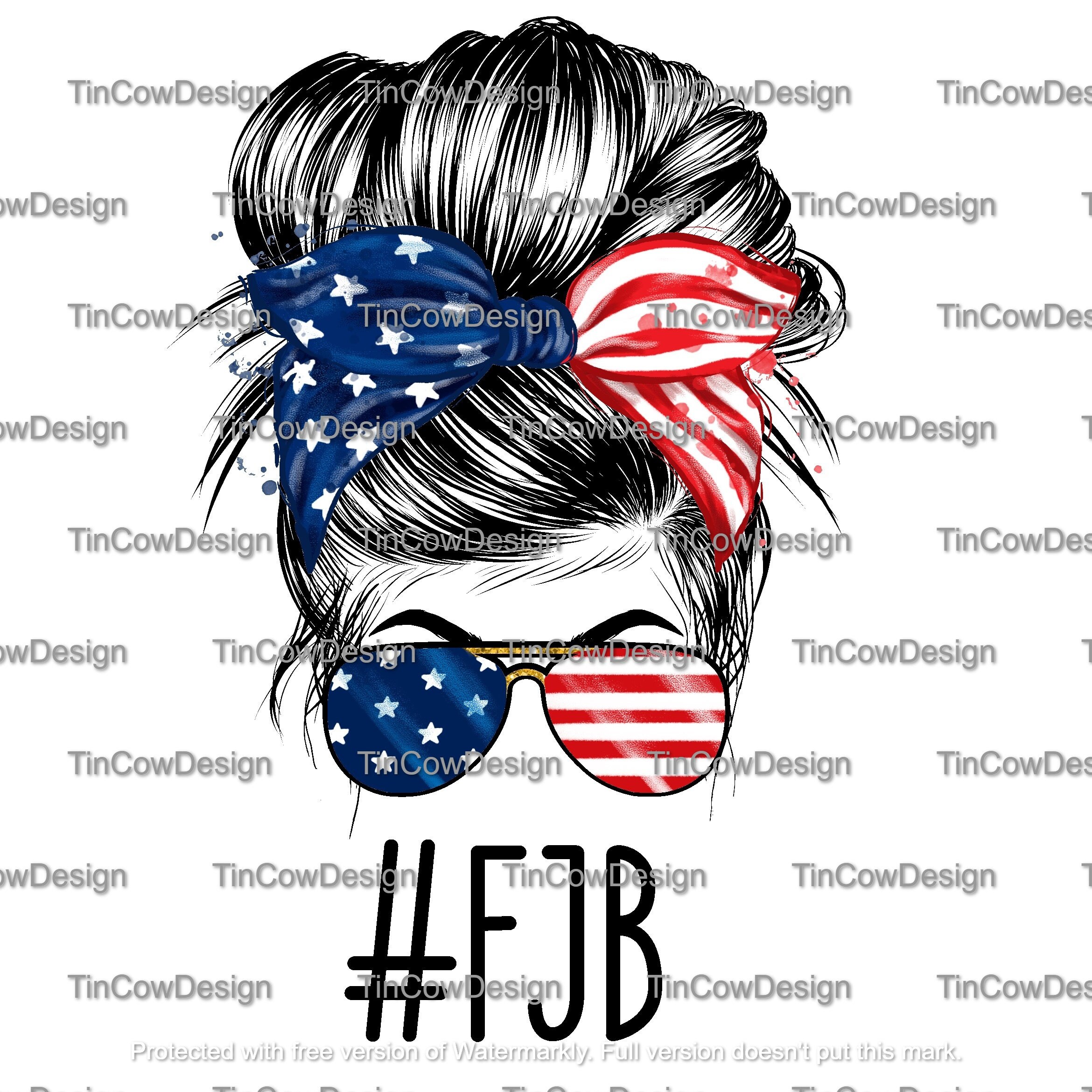 American Flag #FJB Messy Bun PNG Digital Download - Etsy
