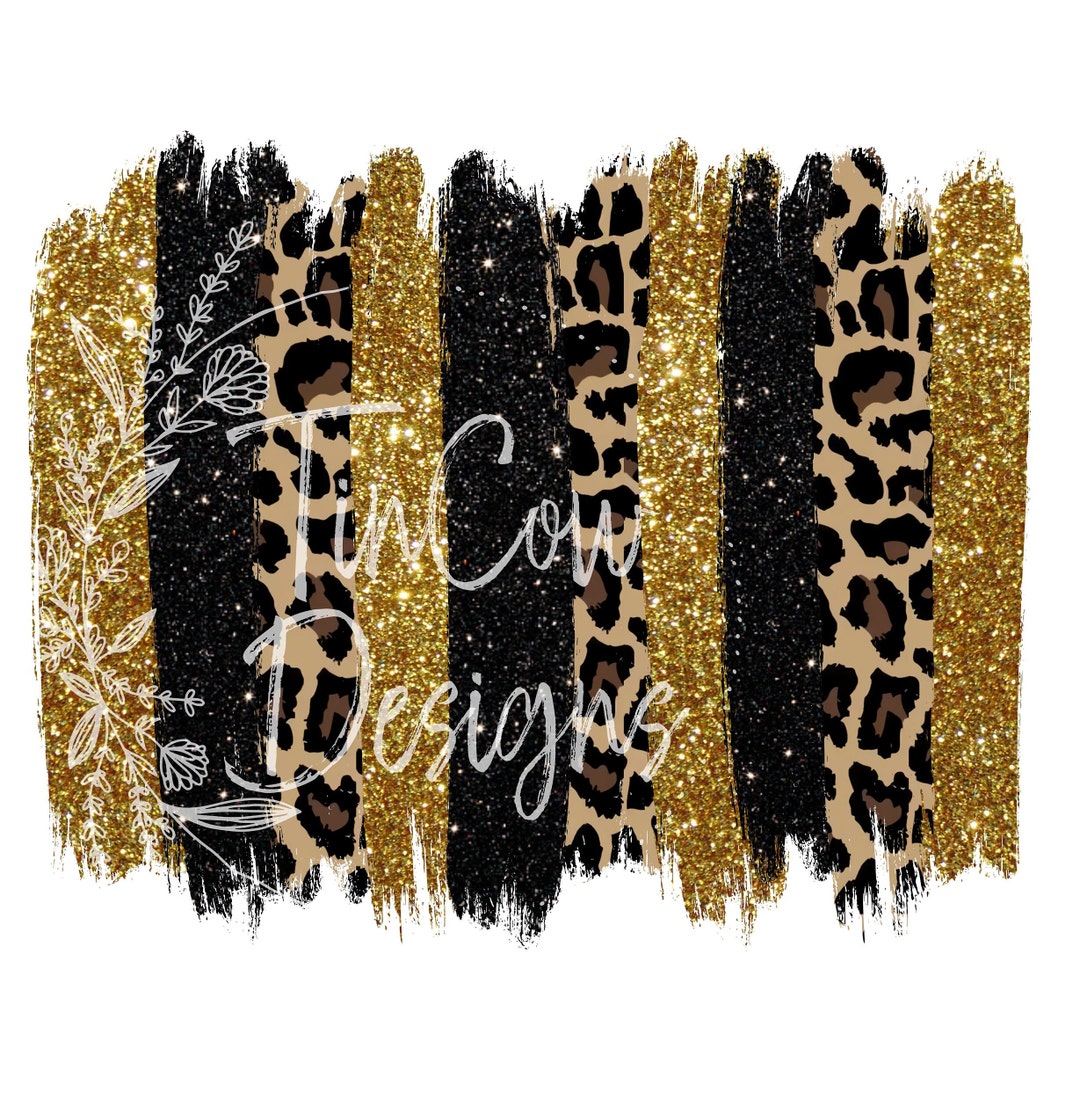 Gold and Black Brown Cheetah/leopard Glitter Brushstroke PNG Digital ...