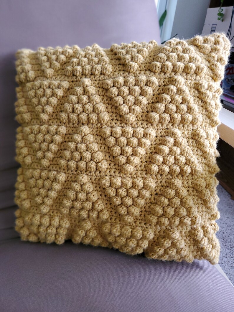 Triangle Crochet Pillow Pattern, Bobble Stitch Pattern, Crochet Home ...