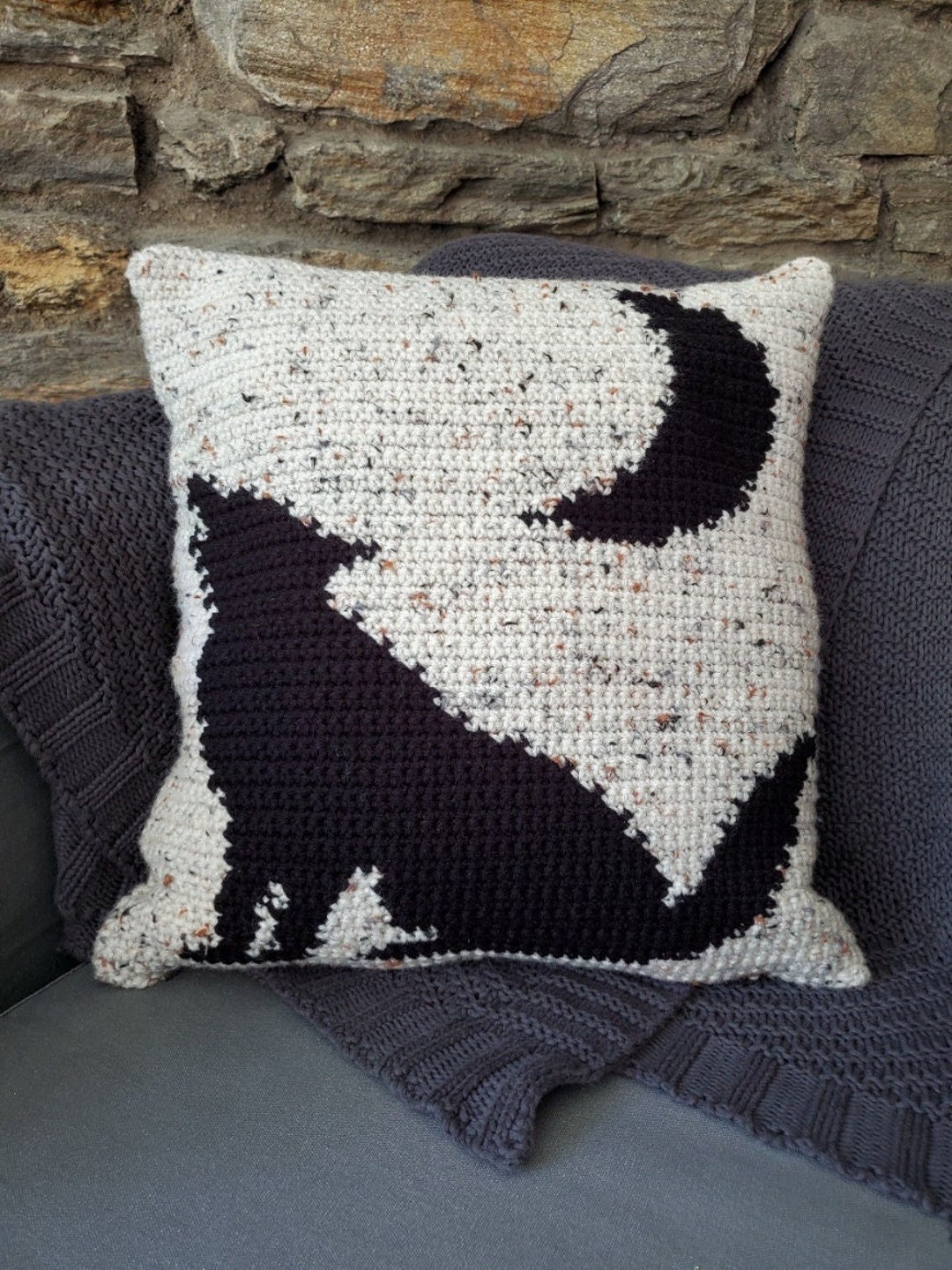 Wolf Crochet Pillow Pattern, Wolf Home Decor, Werewolf Pillow Cover ...