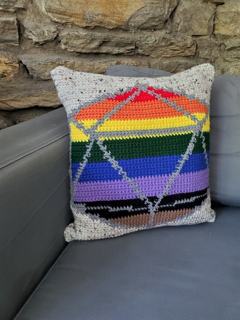 D20 Pride Flag Crochet Pillow Pattern, Dungeons and Dragons Rainbow ...