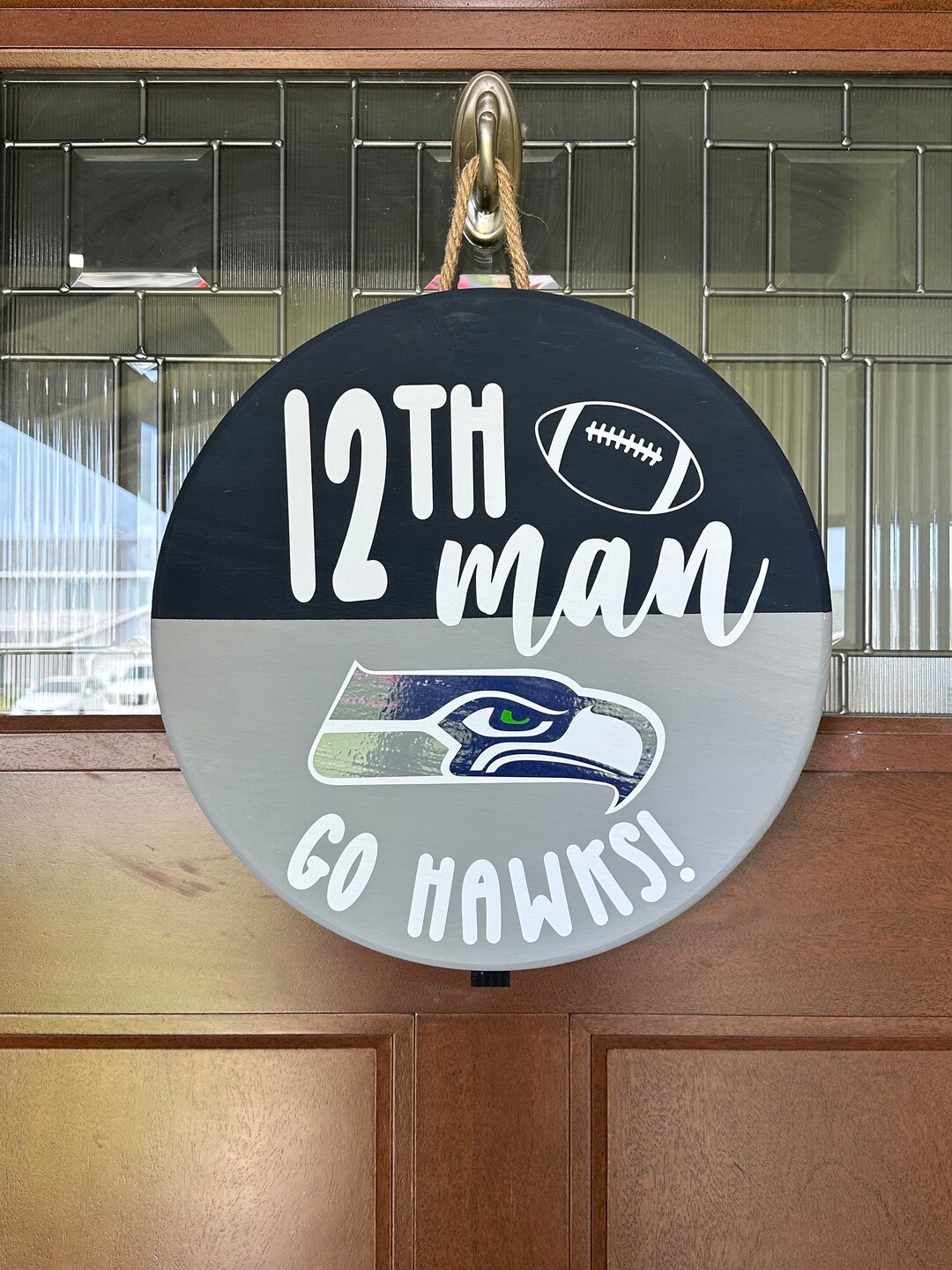 Football Theme Front Porch Wood Wreath Seahawks 12th Man Go Hawks ...
