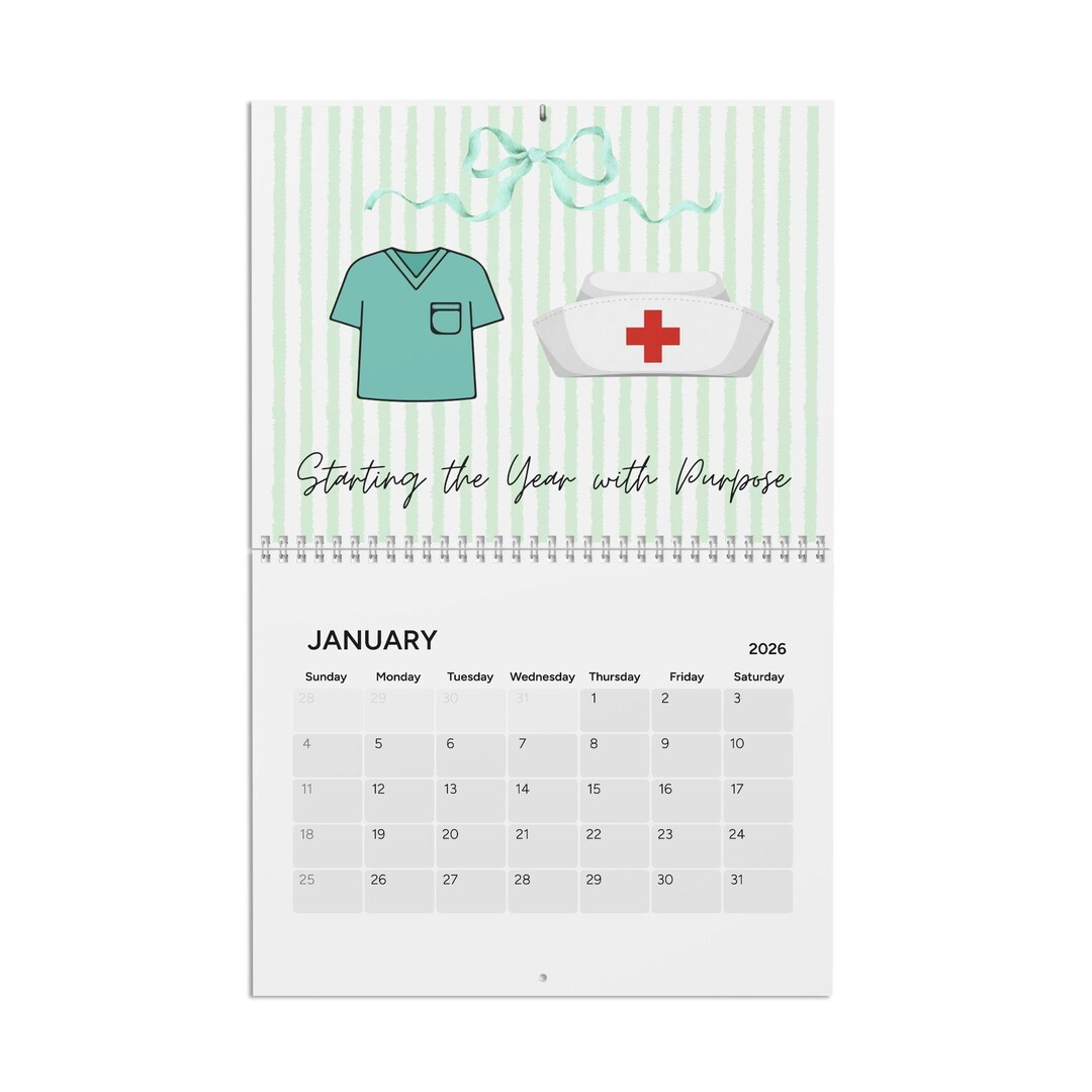 Cute Nursing Calendar 2026 | Monthly Planner for Nurses - Etsy
