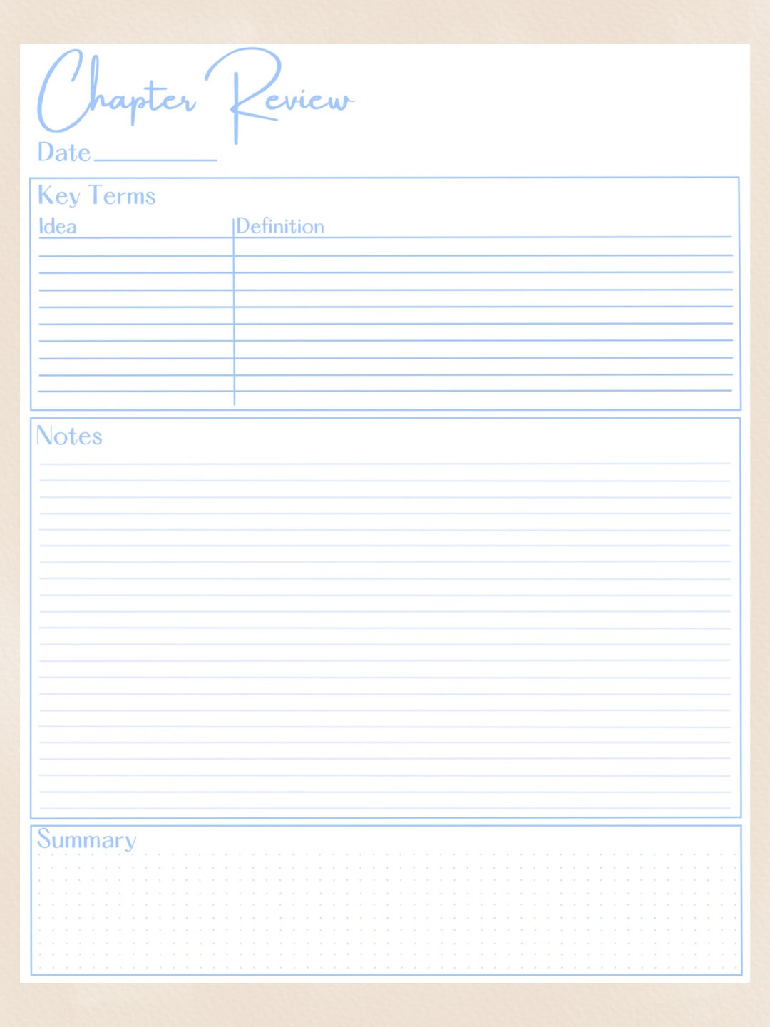 Set of 10 Study Review Templates for Goodnotes and Notability | Chapter ...