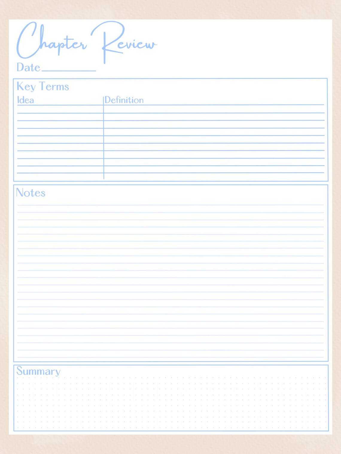 Set of 10 Study Review Templates for Goodnotes and Notability | Chapter ...