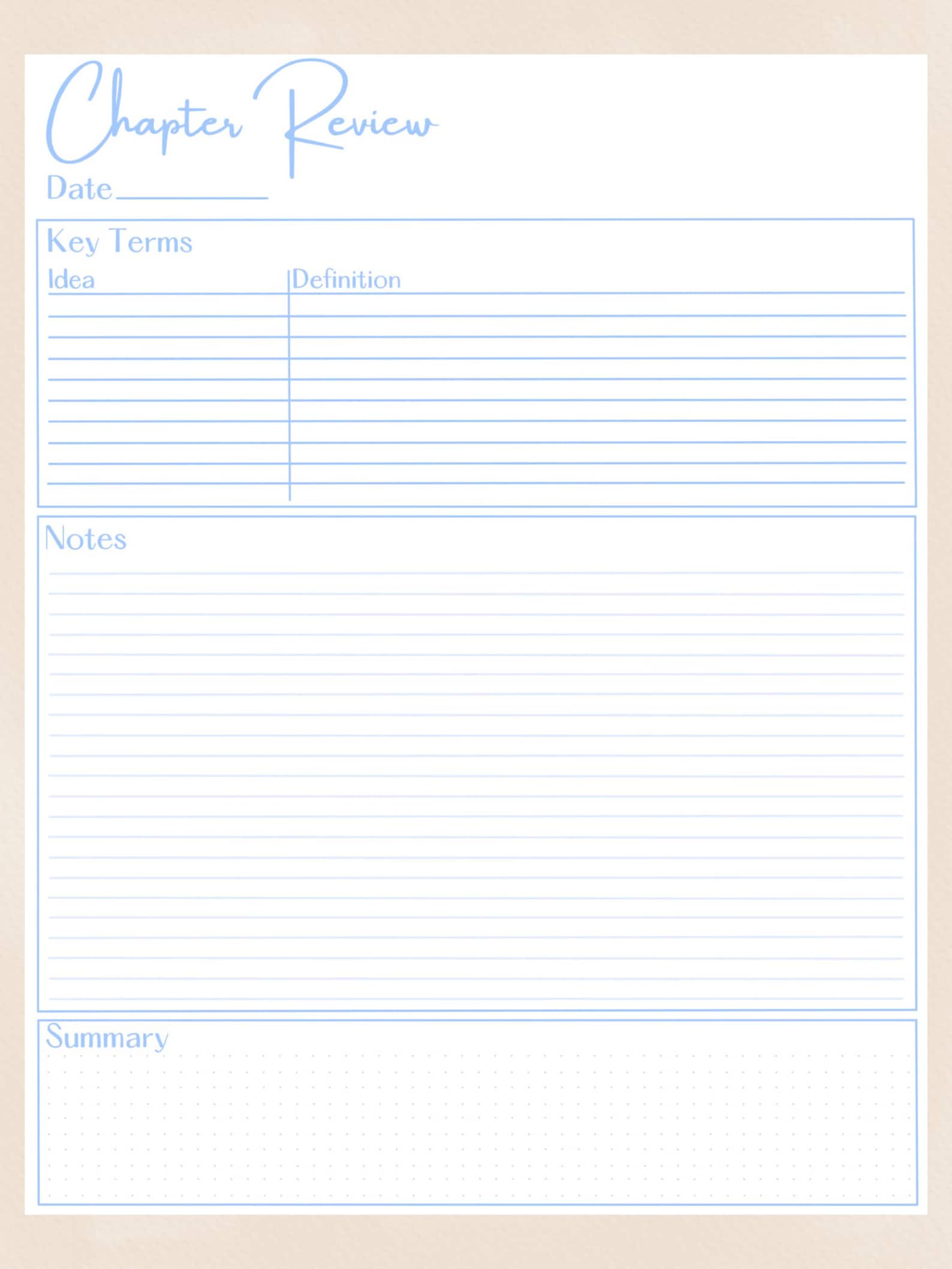 Set of 10 Study Review Templates for Goodnotes and Notability | Chapter ...