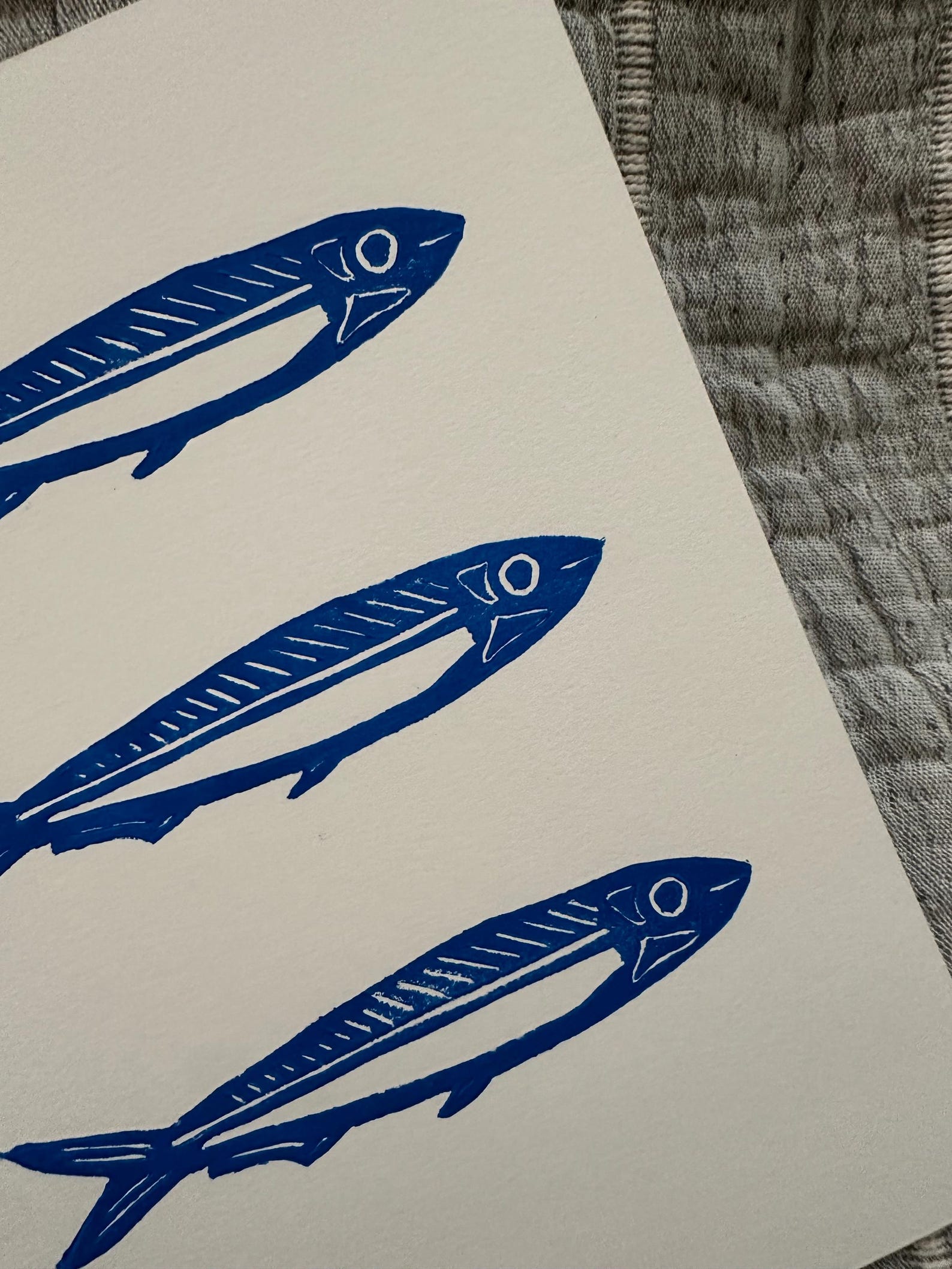 Sardine Linocut Print Linocut Fish Art Print for Eclectic Bedroom ...