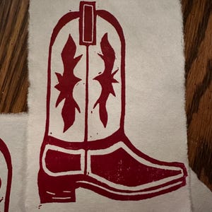 Linocut Print Cowboy Boot Printed on Handmade Paper Cowboy Block Print ...
