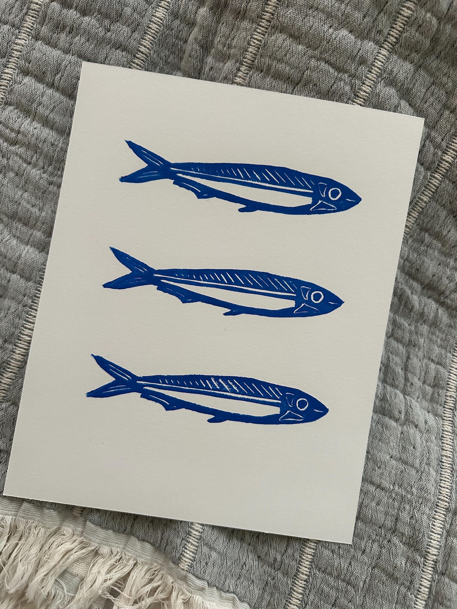 Sardine Linocut Print Linocut Fish Art Print for Eclectic Bedroom ...