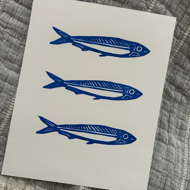 Fish Linocut - Etsy