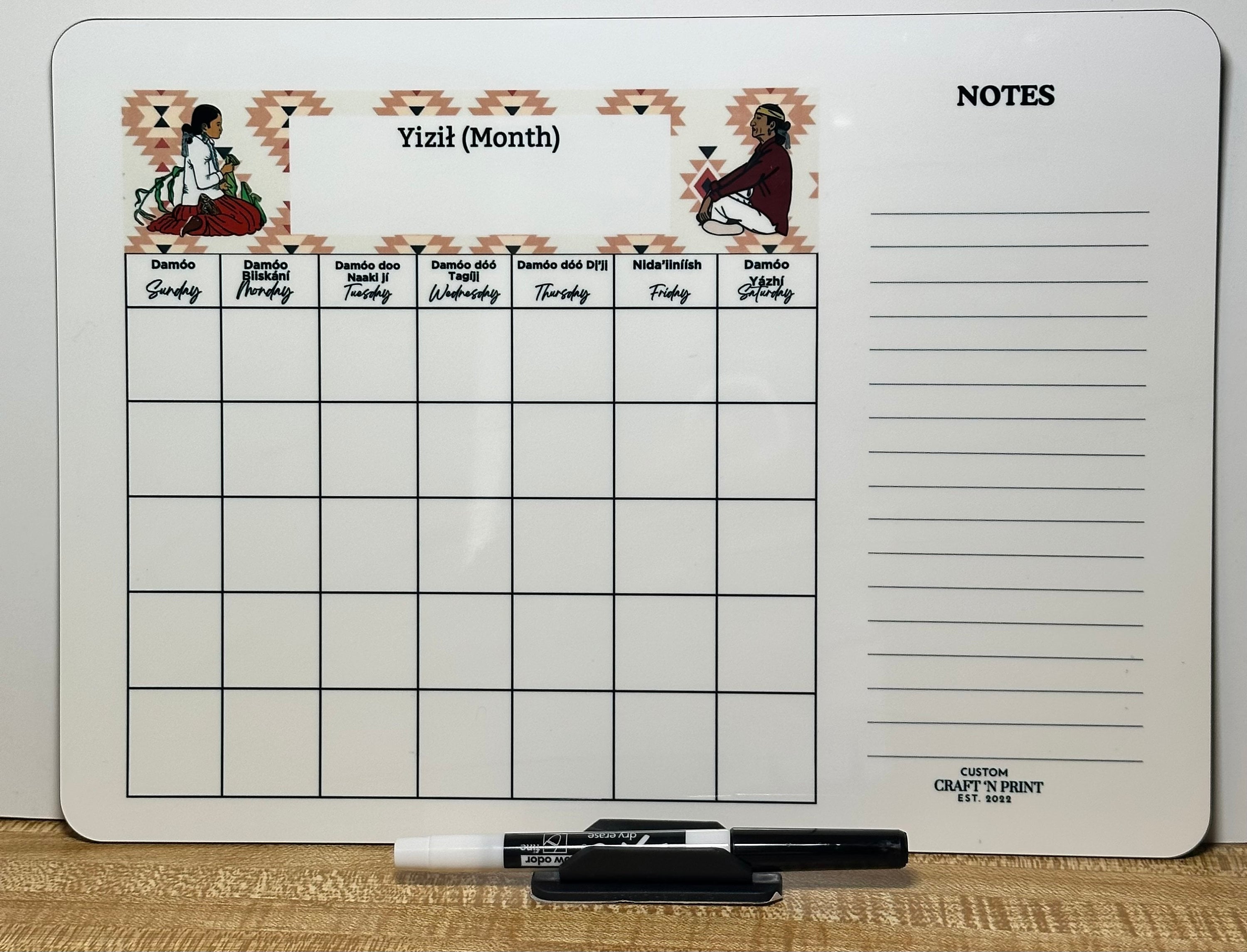 Navajo Dry Eraser Calendar Board, Customizable to Your Favorites - Etsy