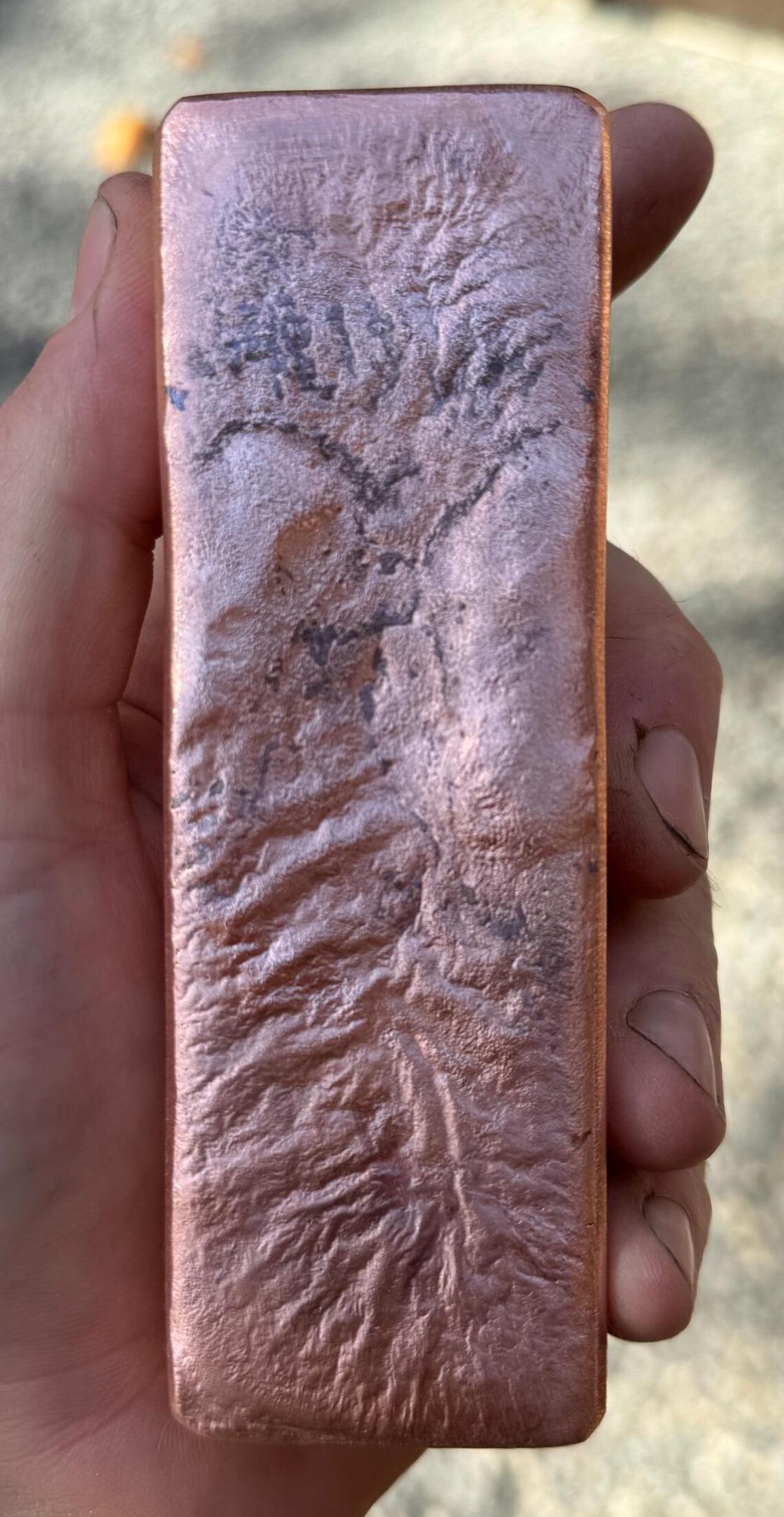 Solid Copper Ingot / Bar - Total 3LB 07OZ - 3LB 11OZ - Hand Poured ...