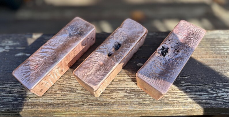 Solid Copper Ingot / Bar - Total 3LB 07OZ - 3LB 11OZ - Hand Poured ...