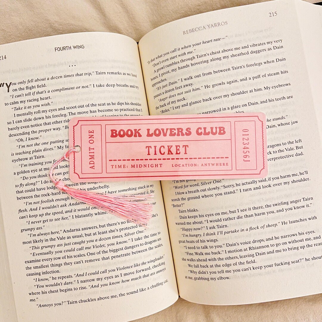 Book Lovers Club Bookmark: Book Lover Gift - Ticket Design - Laminated ...