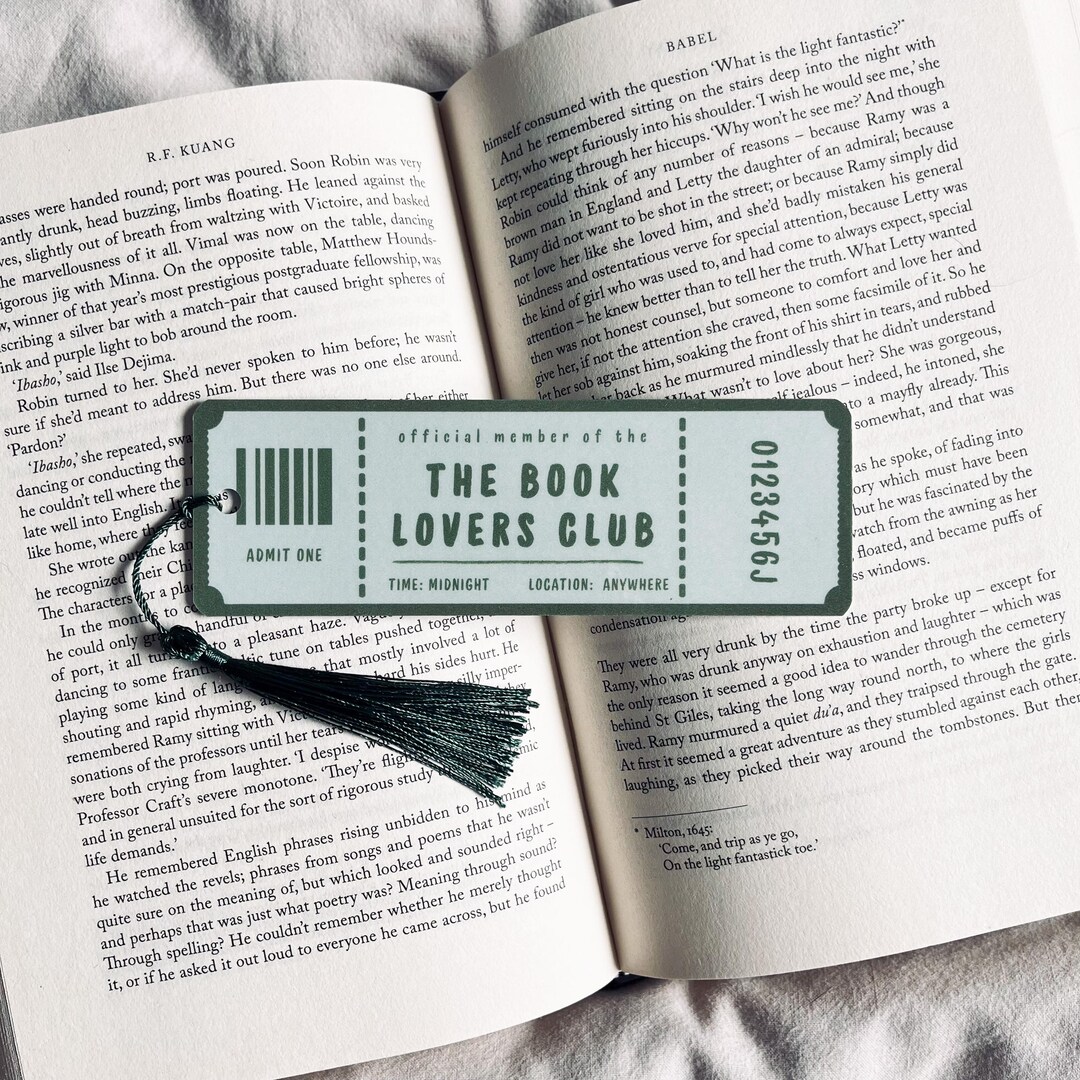 Book Lovers Club Bookmark | Library Card Ticket | Cute Fall Bookmark ...