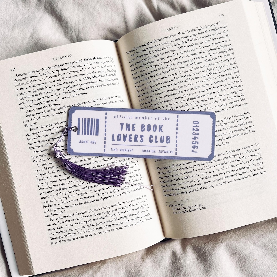 Book Lovers Club Bookmark | Library Card Ticket | Cute Fall Bookmark ...