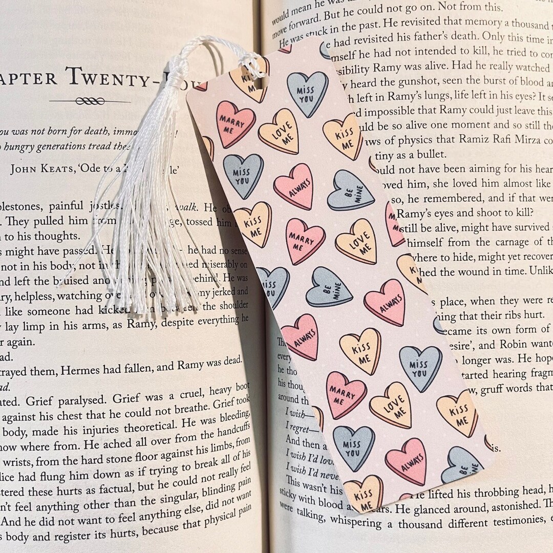 Conversation Hearts Valentine's Day Bookmark Double Sided Heart ...