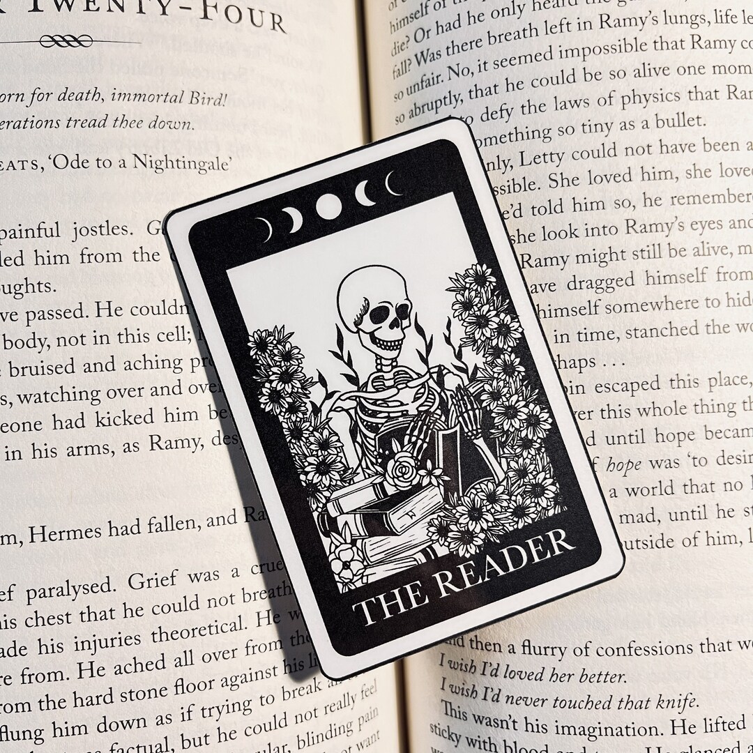 The Reader Skeleton Tarot Card Bookmark | Bookmark | Birthday Gift ...