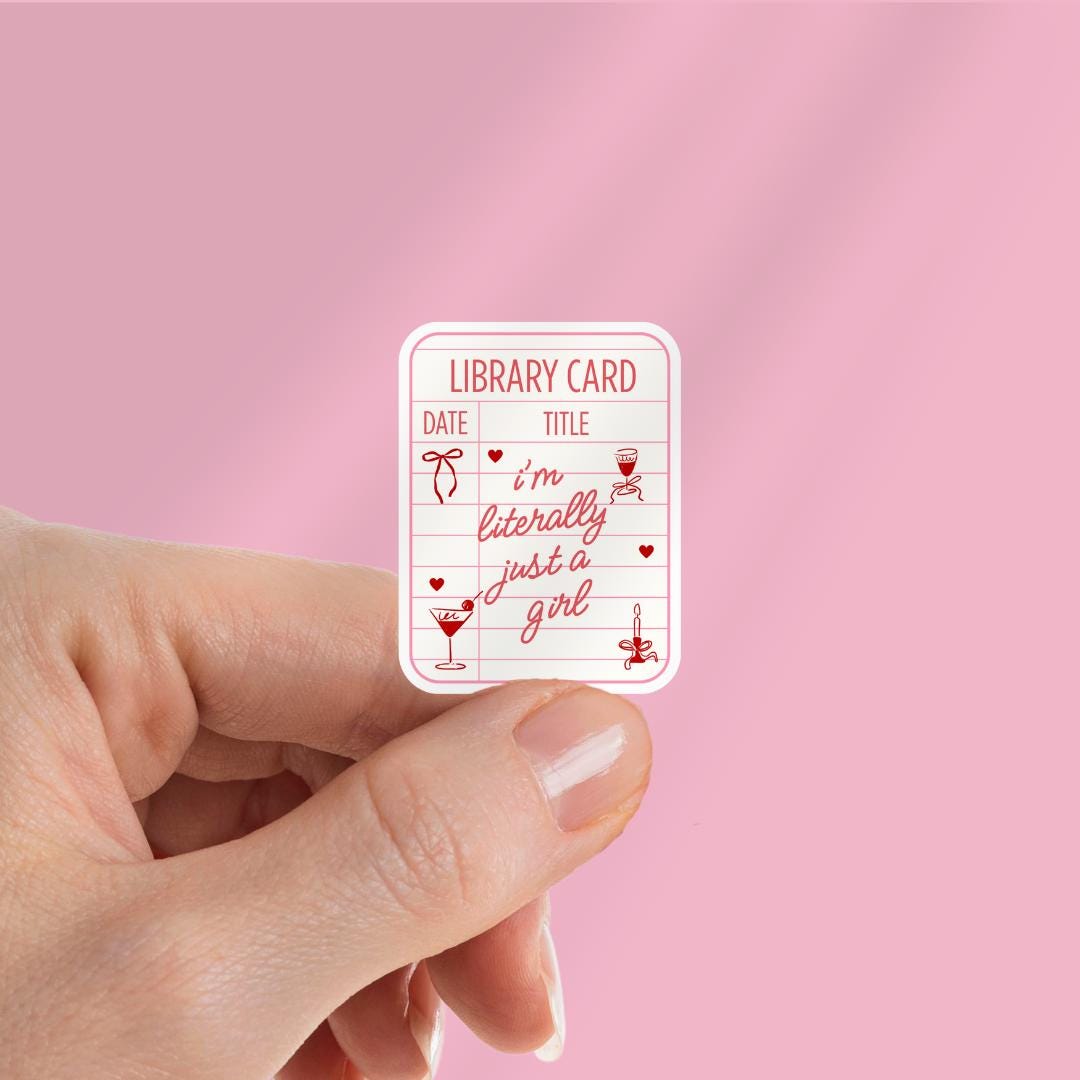 I'm Literally Just A Girl Kindle Sticker: Library Card Book Sticker ...
