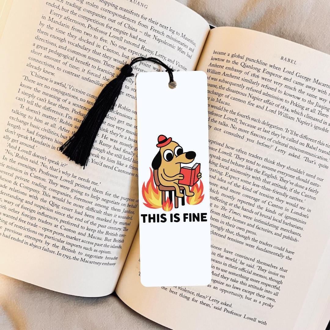 This is Fine Dog Bookmark: Funny Meme for Book Lovers - Etsy