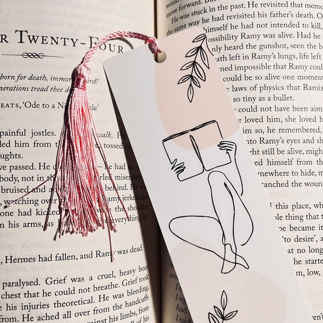 Bookish One Line Art Bookmark | Feminine Art | Birthday Gift | Handmade ...