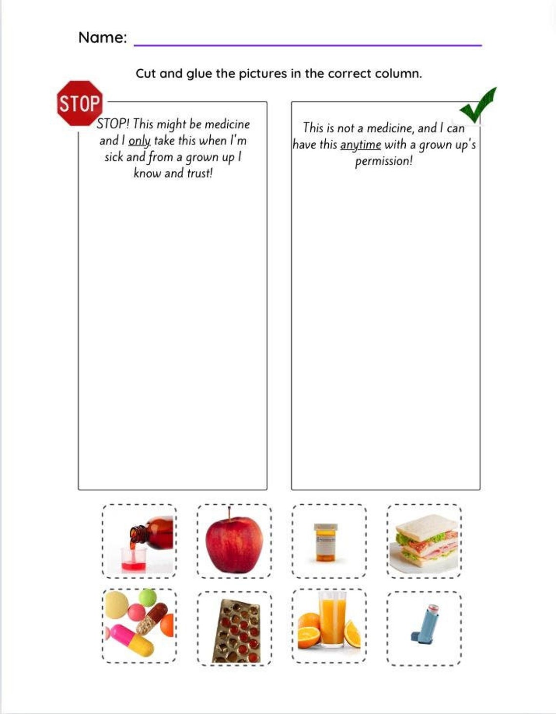 Is This Safe? Medicine Safety Activity for Preschool-1st Grade - Etsy