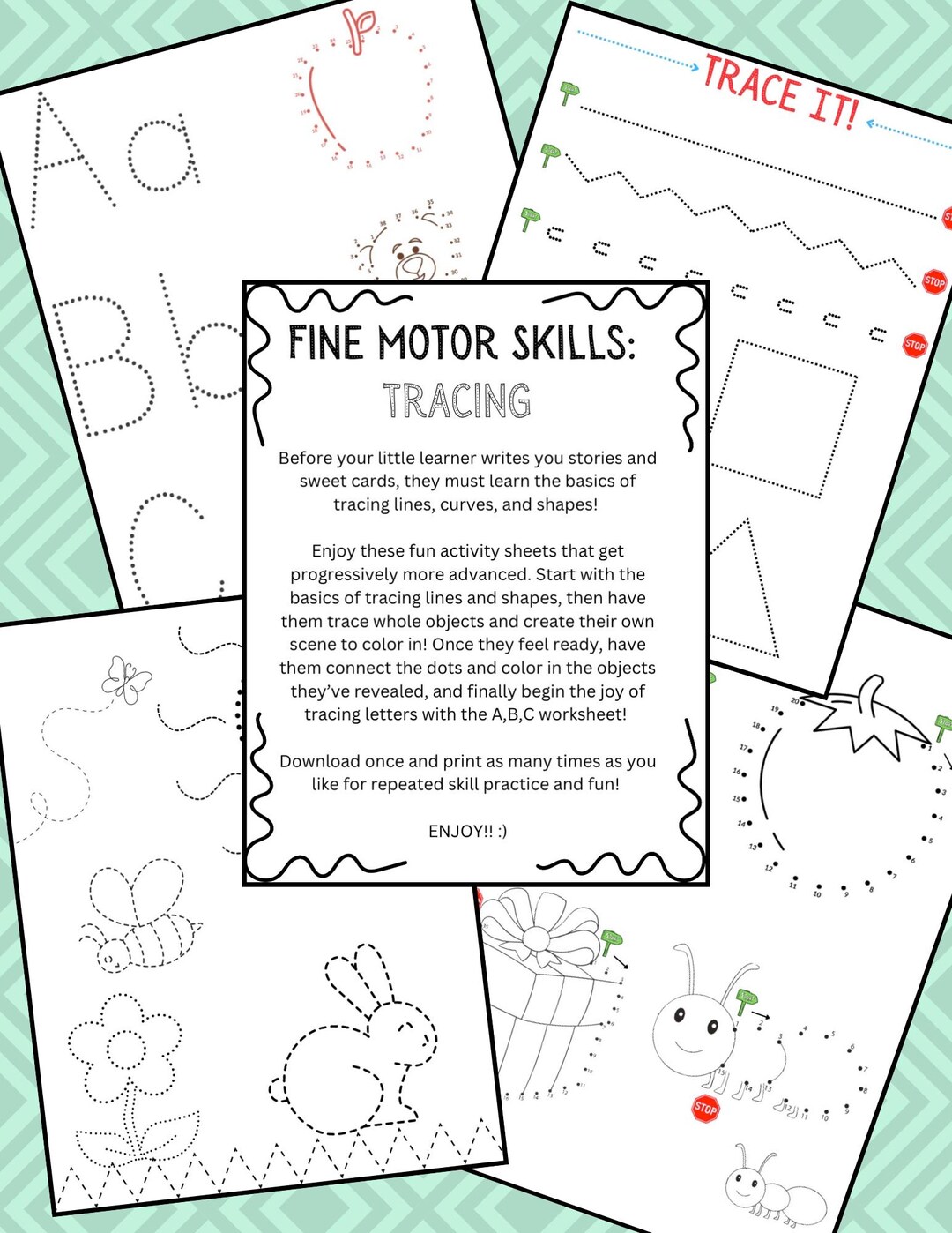 Preschool-kindergarten Fine Motor Skills: Tracing - Etsy