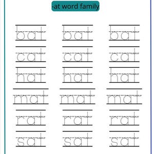 Pre-k and Kindergarten Word Family Practice -AT - Etsy