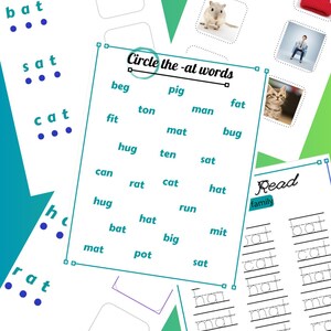 Pre-k and Kindergarten Word Family Practice -AT - Etsy