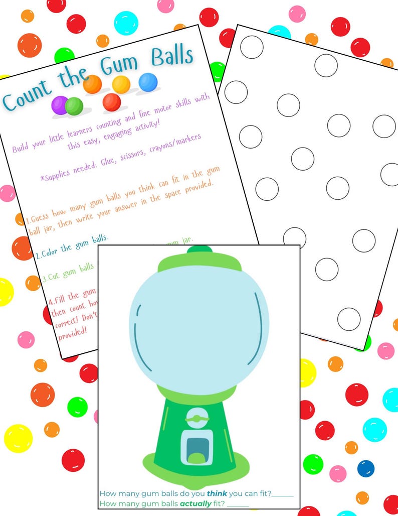 Count the Gum Balls Activity - Etsy