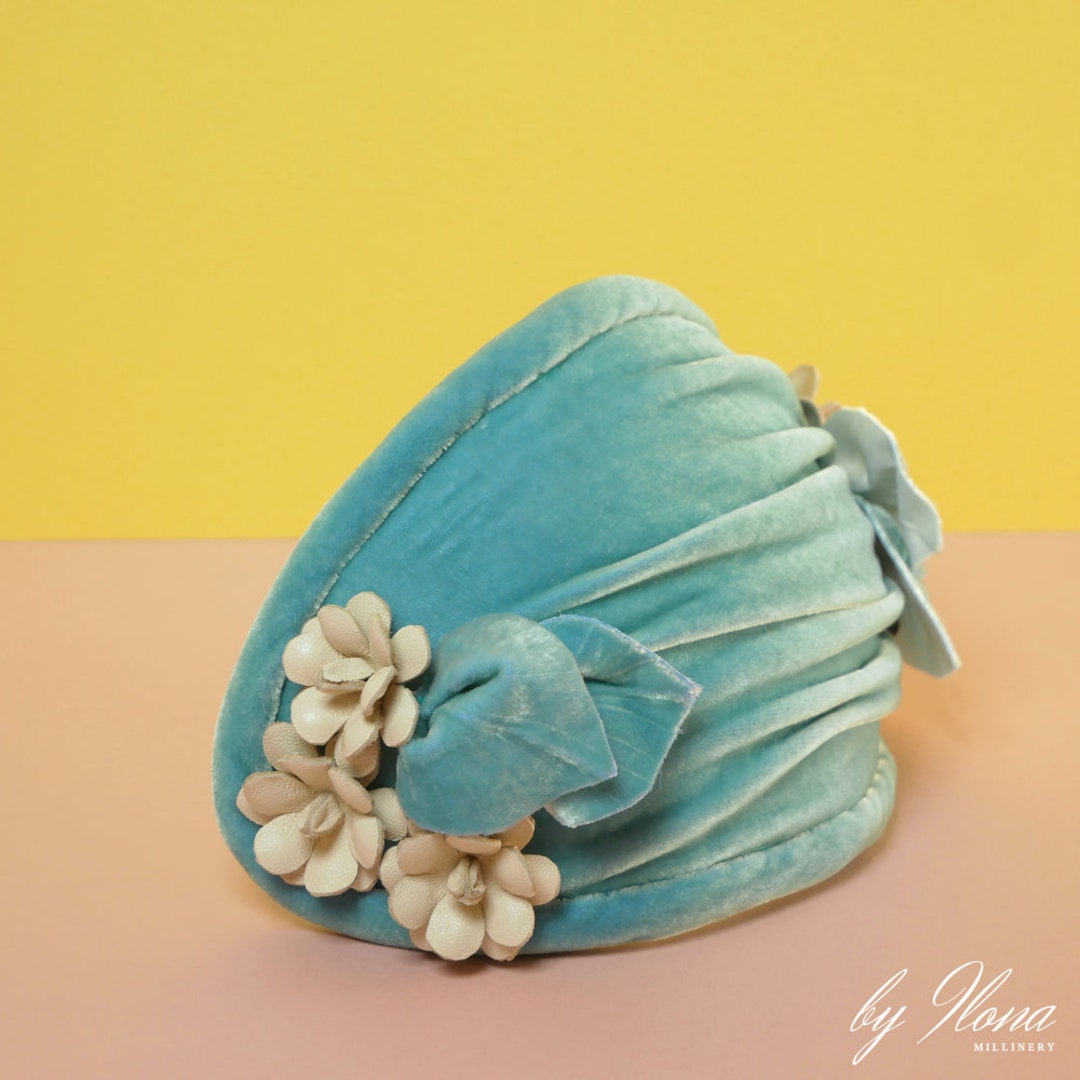 Draped Delight Silk Velvet Vintage 1950s Style Calot Half Hat - Etsy 日本