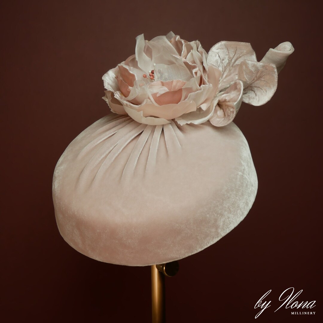 Velvet Rose Flower Hat Vintage Style Floral Hat Velvet Rose Pillbox - Etsy