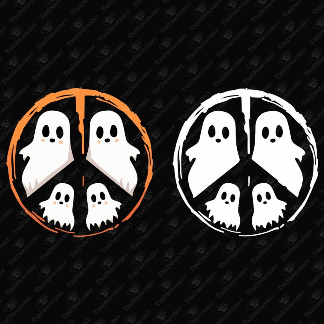 Halloween Cute Ghost Peace Sign SVG Cut File, Spooky Halloween T-shirt ...