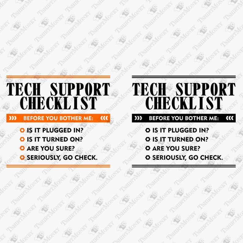 Funny Tech Support Checklist Humorous Sysadmin IT Department - Etsy