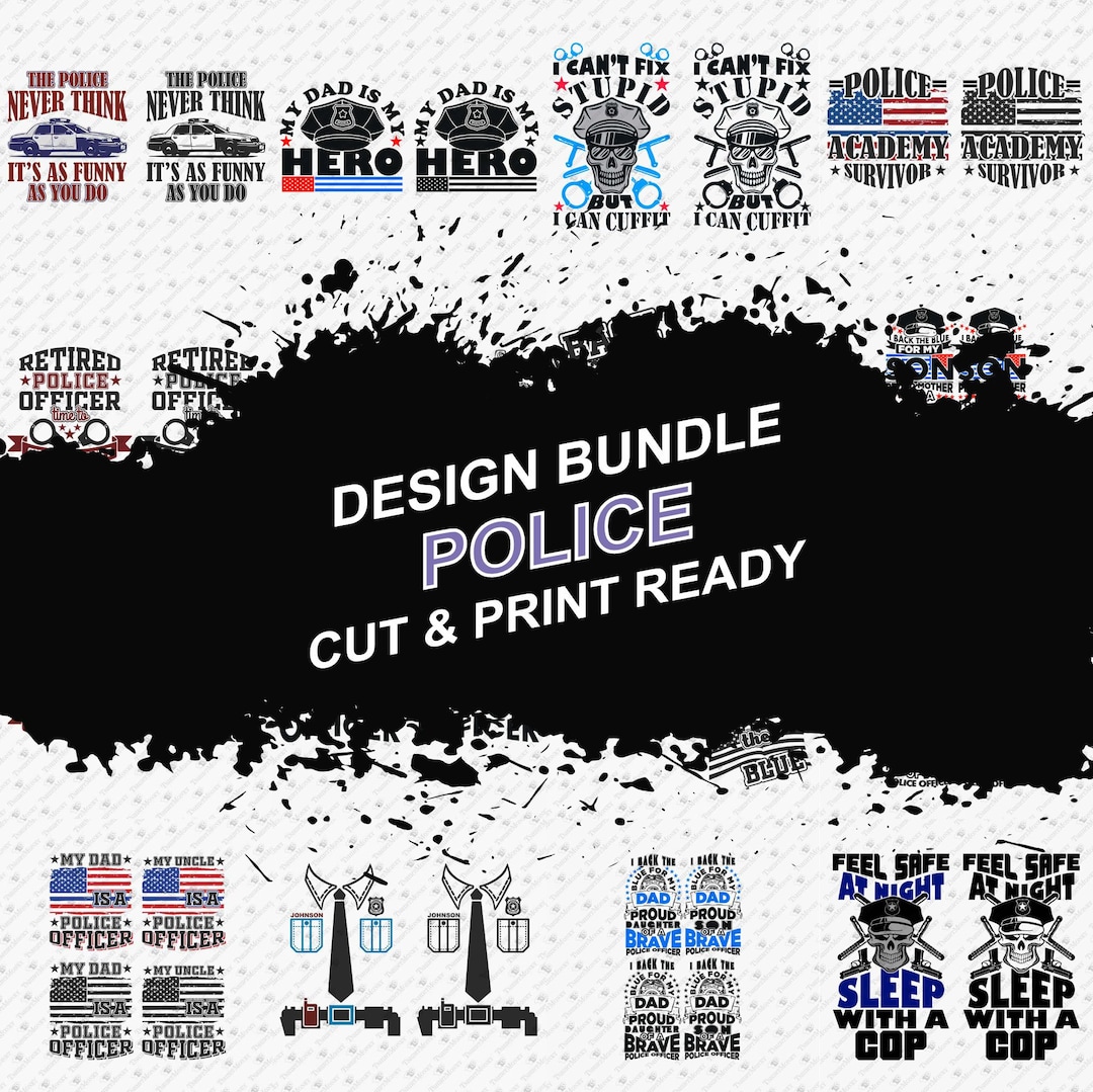 T-shirt Design Bundle, 12 Police Cop Designs, Back the Blue, T-shirt ...