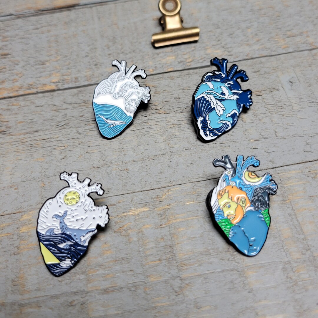 Ocean and Moby Dick Heart Pin Medical and Anatomy Pins - Etsy