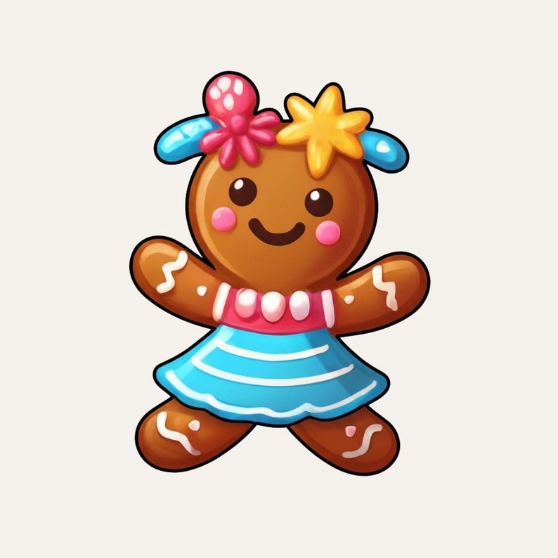 Gingerbread Girl PNG Clipart | Christmas Cookie Graphics - Etsy