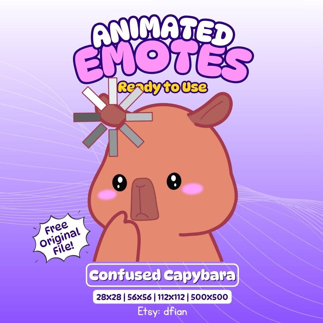 Confused Capybara Animated Emote: Kawaii Chibi GIF for Twitch, Discord, Kick - Etsy