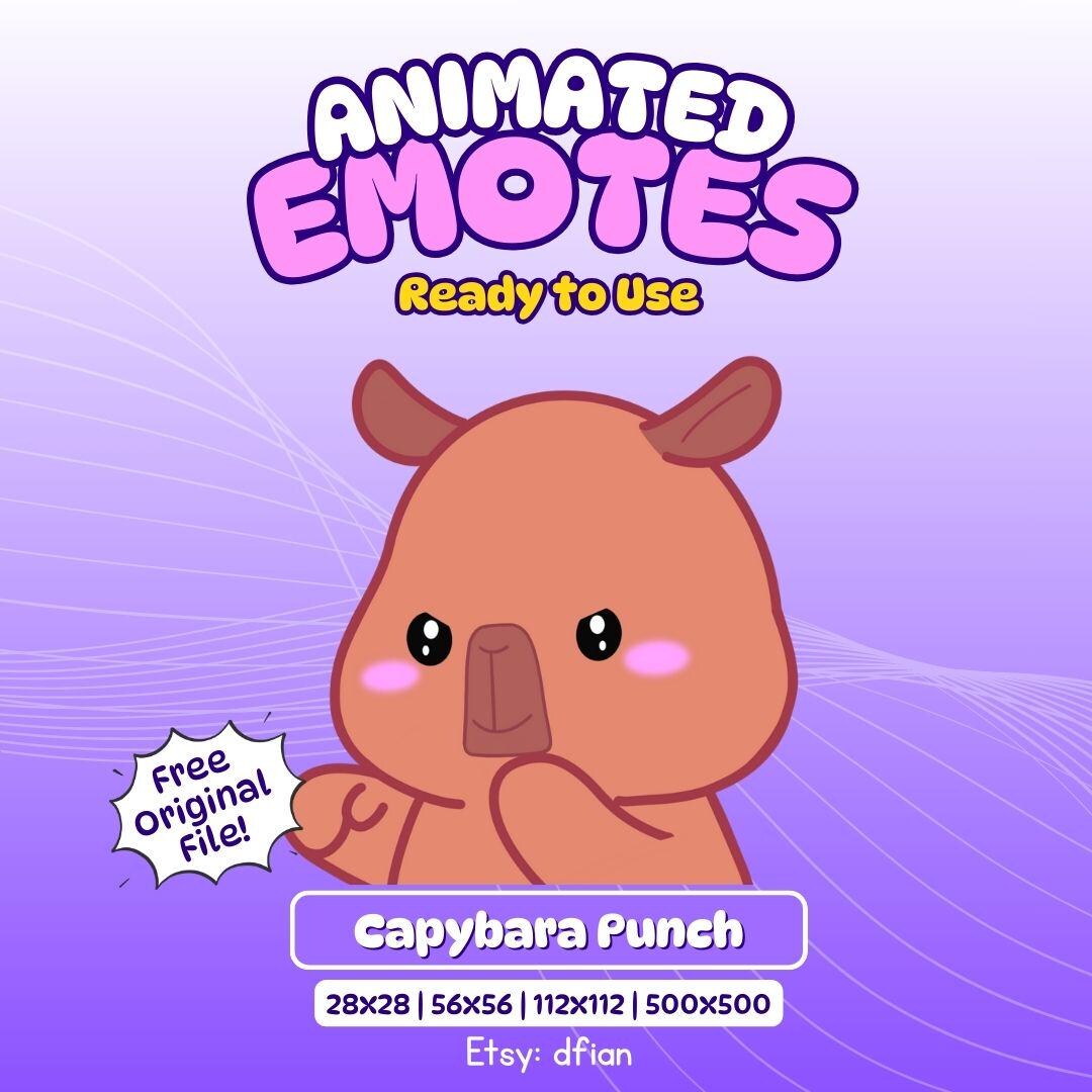 Animated Capybara Punch Emote: Funny GIF for Twitch, Discord, Kick ...