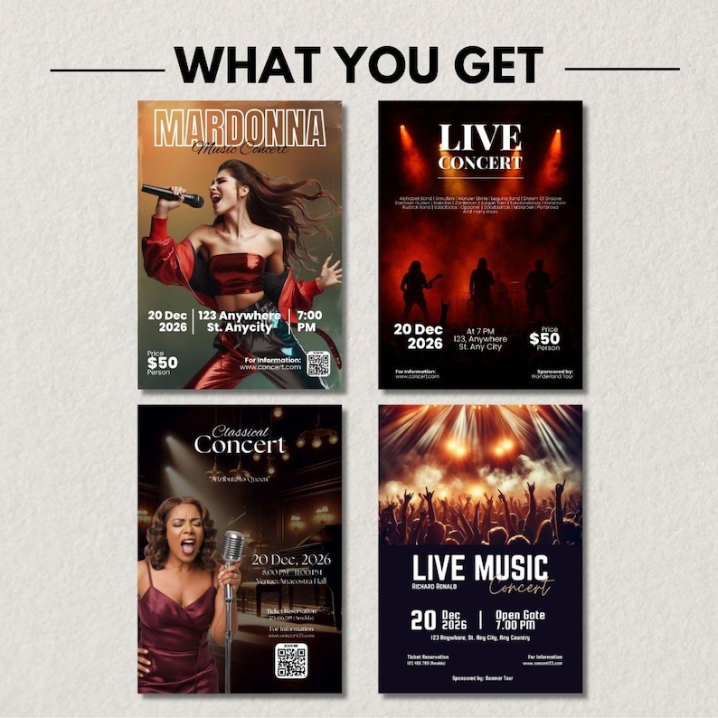 Music Flyer | Concert Poster Canva Template | Editable Music Event ...