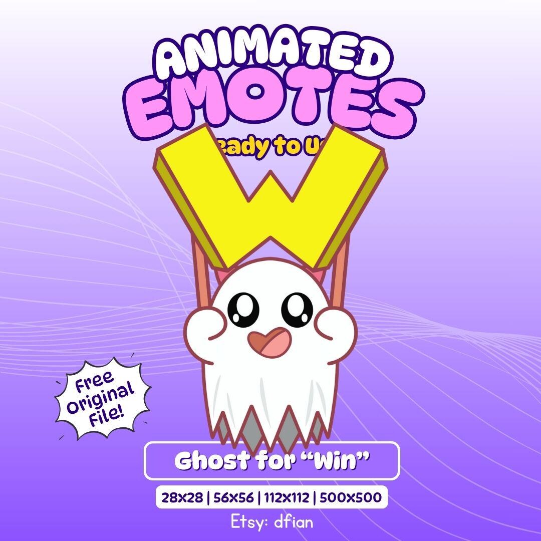 Animated Win Emote - Cute Ghost "w" GIF for Twitch, Discord, Kick - Etsy