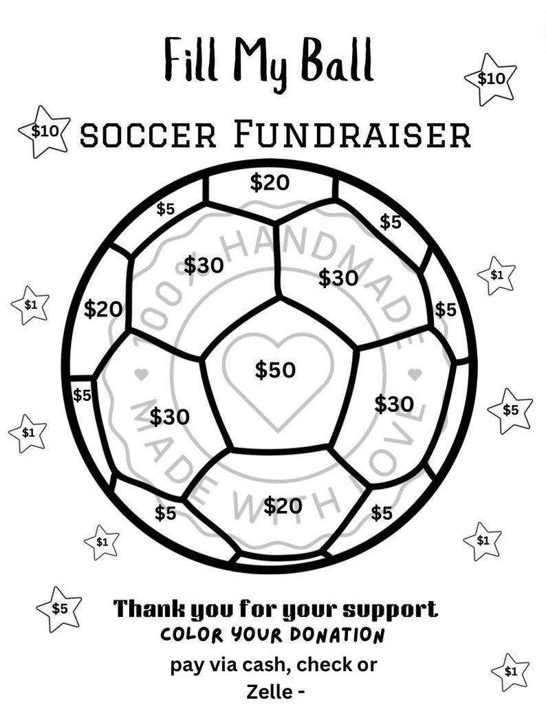 Fill My Soccer Ball Fundraiser Printable, Soccer Team Fundraising Form ...